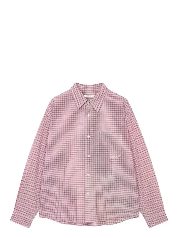 STUDIO TOMBOY Checkered Chest-pocket Shirt - Pink