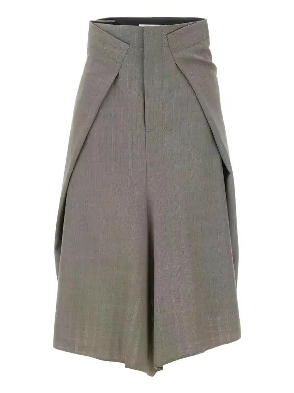 Victoria Beckham Asymmetric Folded-panel Midi Skirt - Grey