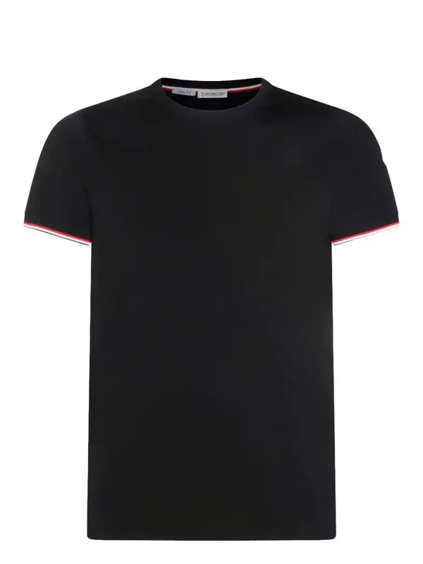 Moncler Striped-trim Logo-patch T-shirt - Black