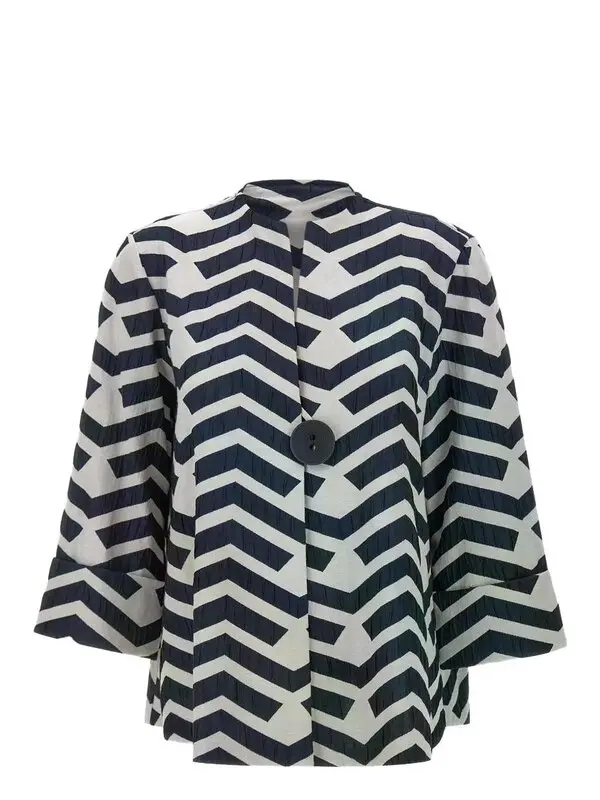 Joseph Ribkoff Geometric-pattern Crinkled Jacket - Blue