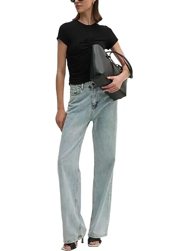 Dkny Ribbed Gathered T-shirt - Black