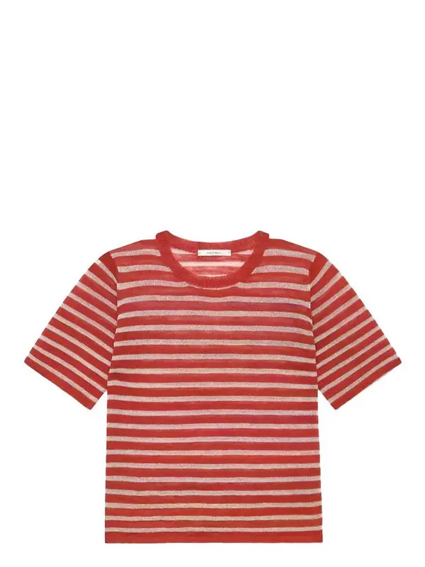 Malìparmi Striped Metallic-thread T-shirt - Red