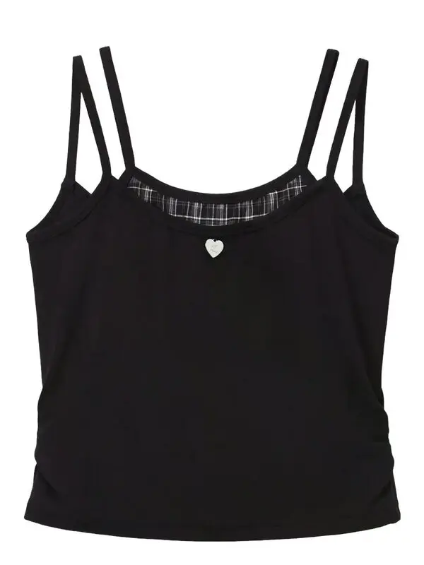 Izzue Double-strap Top With Logo Plaque - Black