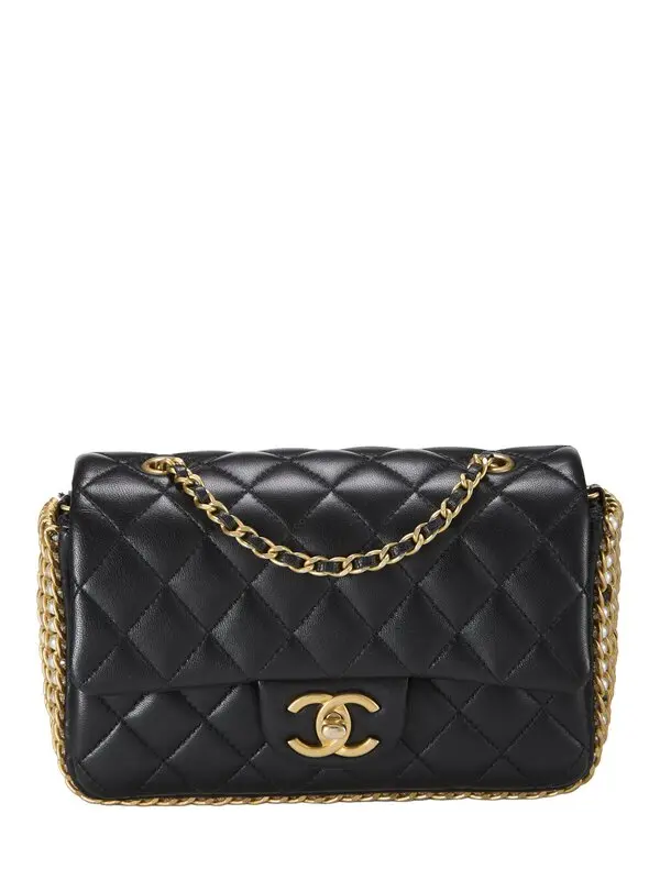 Chanel Lambskin River Of Pearls Flap Bag - Black