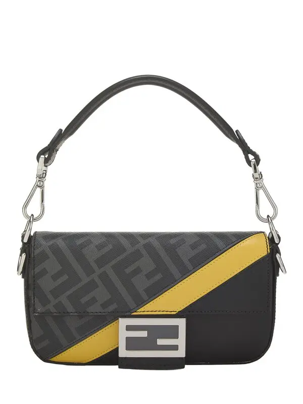 Fendi Zucca Coated Canvas Convertible Baguette - Black