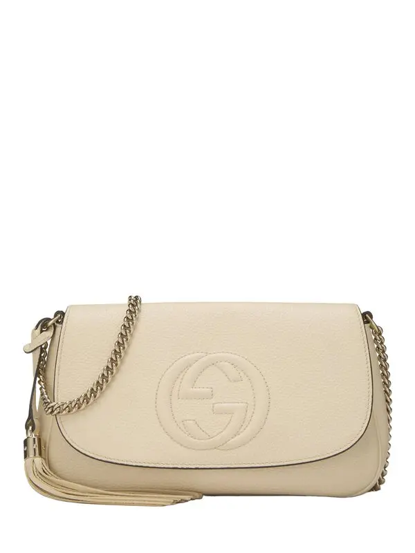 Gucci Grained Leather Soho Crossbody - White