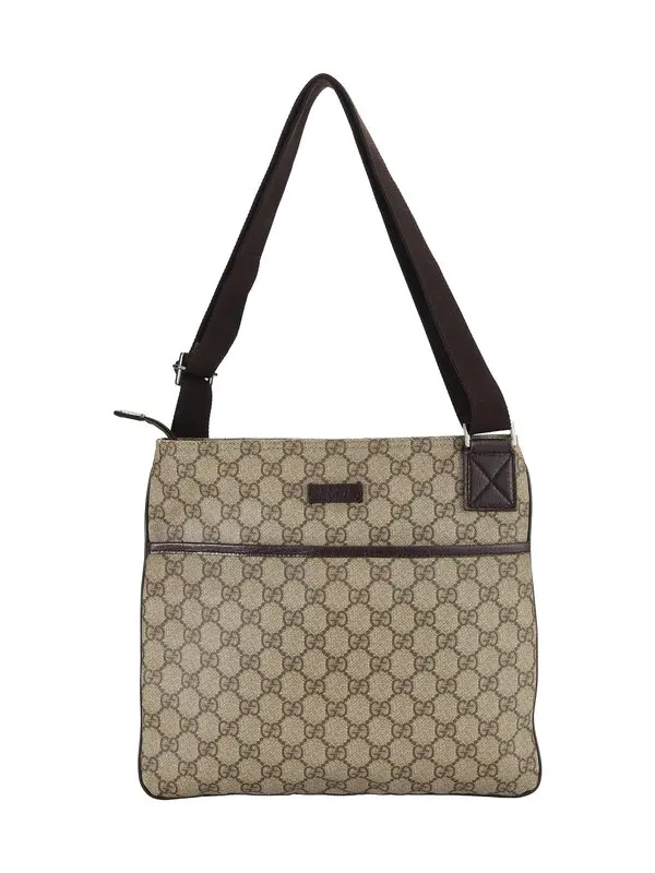 Gucci Gg Supreme Canvas Pocket Messenger Large - Brown