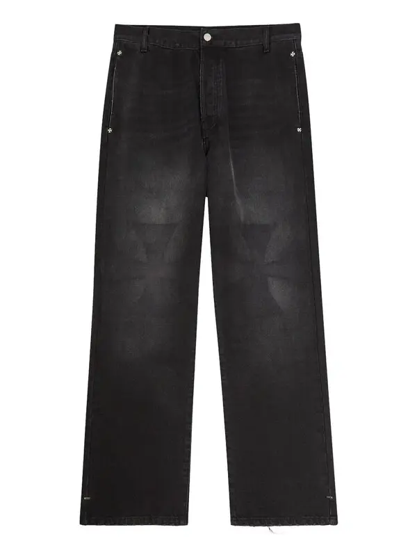 ASKYURSELF Cross Patch Straight-leg Denim Jeans - Black