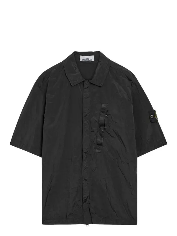 Stone Island Crinkled Nylon Overshirt - Black