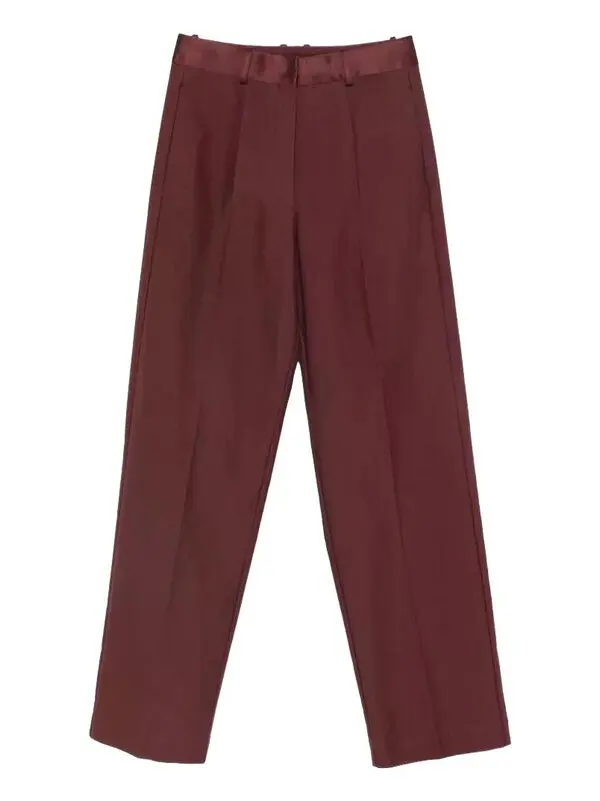 FORTE_FORTE Satin-waistband Pressed-crease Trousers - Red