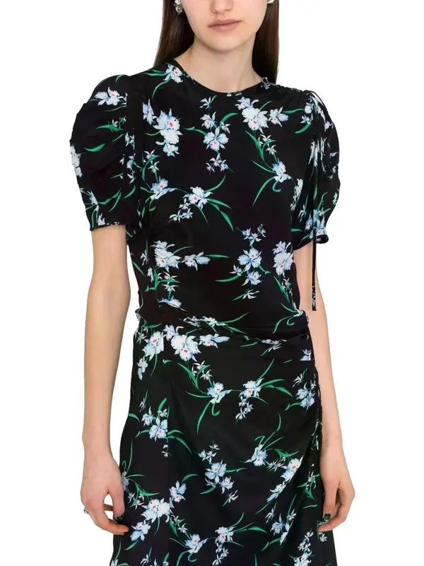 N°21 Floral-print Draped Dress - Black