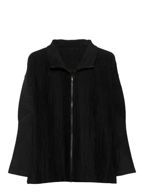Issey Miyake Plissé-effect Zip-up Cardigan - Black