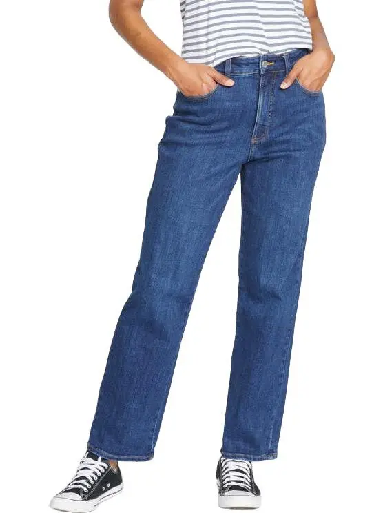 Universal Standard Donna High-waist Straight-leg Jeans - Stonewash Indigo Blue