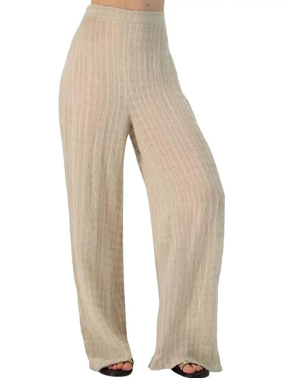IVONNE Wide-leg Elastic Waist Pants - Ivory