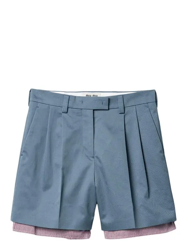 Miu Miu Chino Layered Bermuda Shorts - Blue