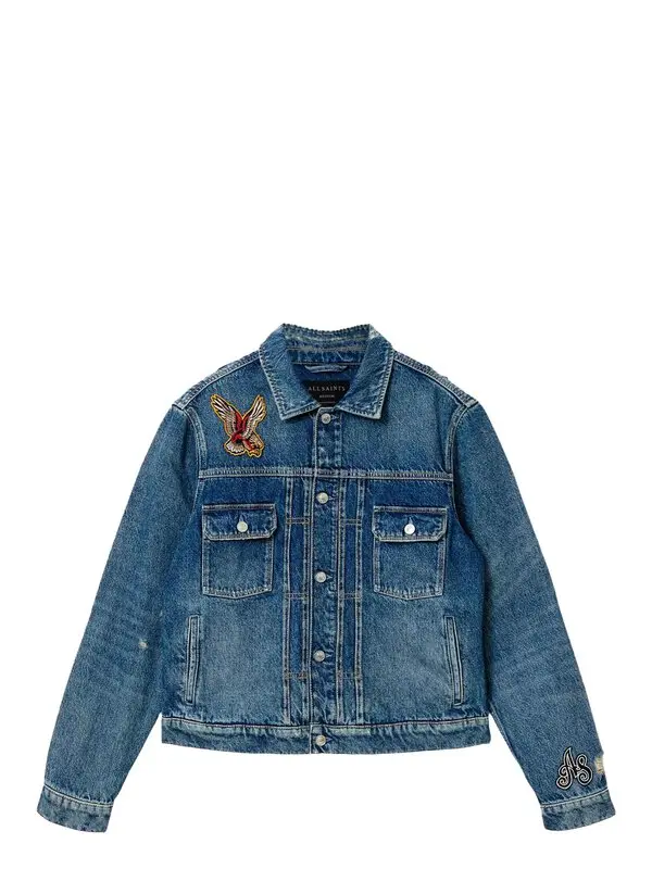 ALLSAINTS Exile Patch Denim Jacket - Grey