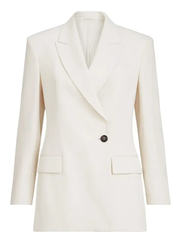 Brunello Cucinelli Comfort Viscose Couture Twill Asymmetric Blazer - White