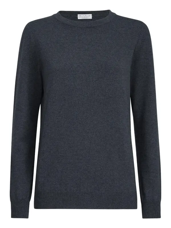 Brunello Cucinelli Cashmere Sweater With Monili Trim - Black
