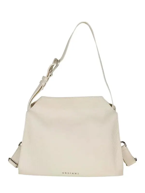 Orciani Pebbled Leather Shoulder Bag - Neutrals