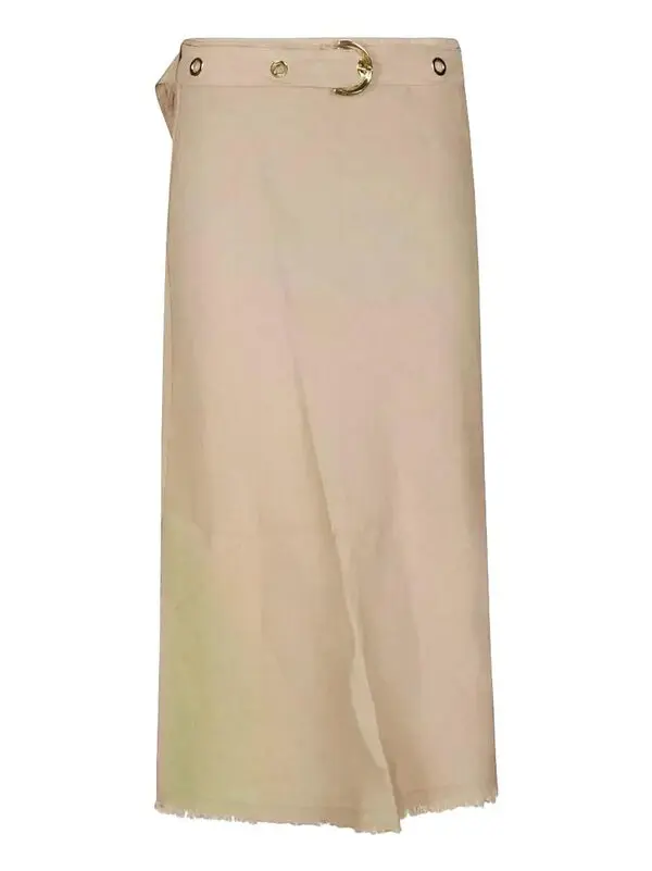Pinko Eyelet-embellished Belted Skirt - Neutrals