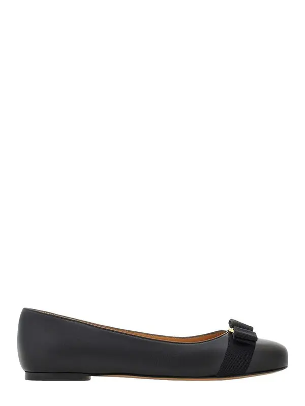 FERRAGAMO Varina Nappa Leather Ballet Flats - Black
