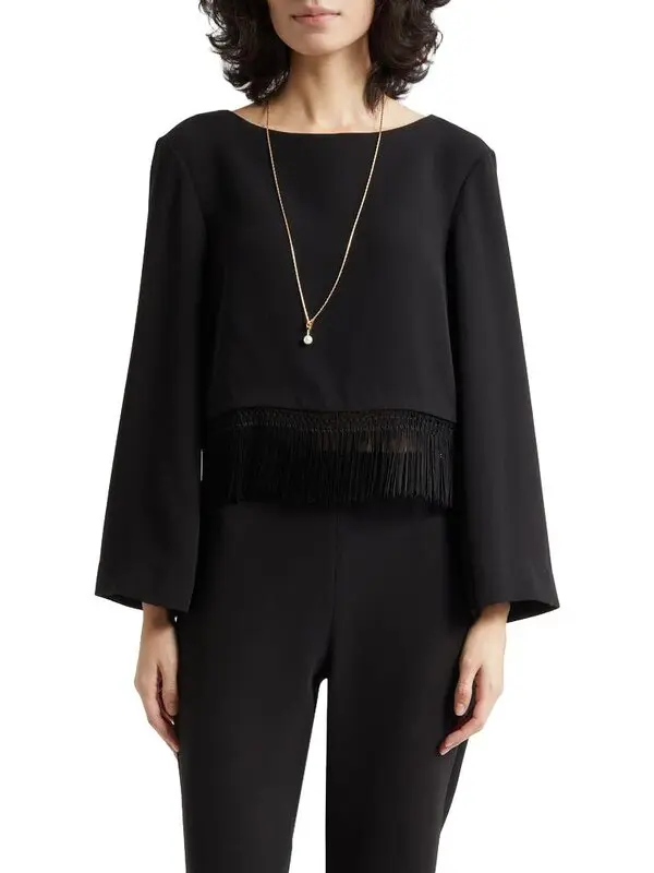 Posse Bianca Fringe Hem Top - Black