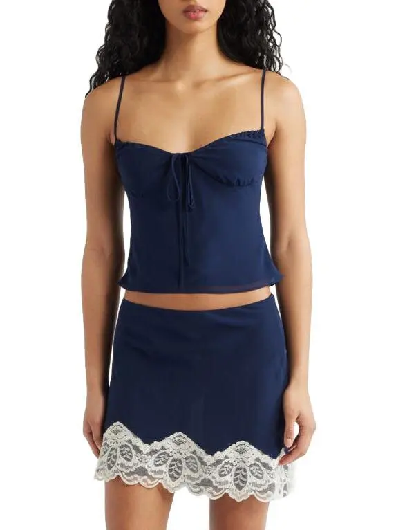 BELLA VENICE Josephine Sweetheart Neck Chiffon Crop Camisole - Navy