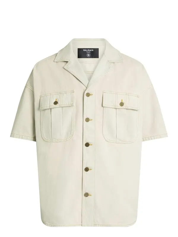 Balmain Faded Denim Overshirt - Beige