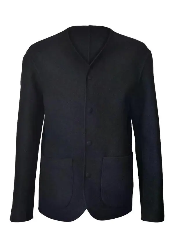 META CAMPANIA COLLECTIVE Collarless V-neck Jacket - Black