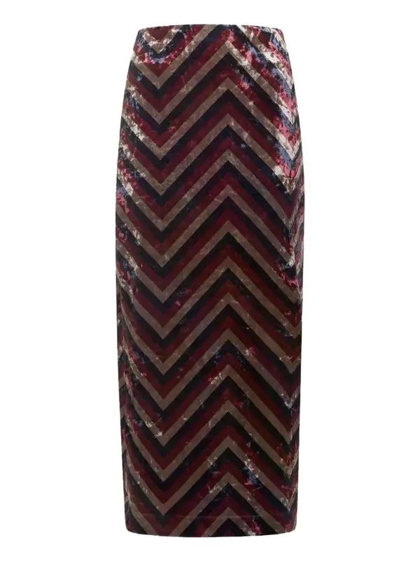 PIERRE-LOUIS MASCIA Chevron-motif Maxi Skirt - Red