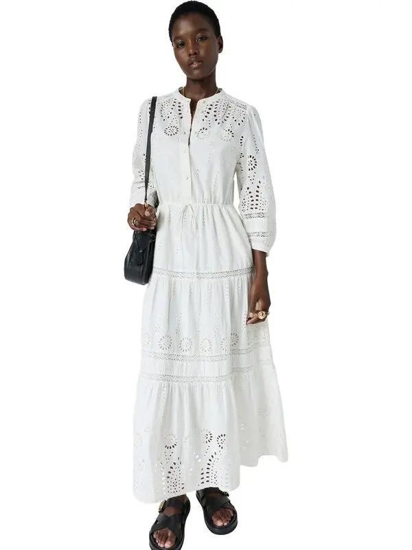 Gerard Darel Rhonie Openwork Embroidered Maxi Dress - Ecru