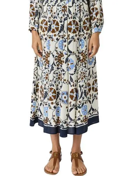Gerard Darel Jonia Floral Print Midi Skirt - Ecru