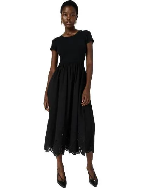 Gerard Darel Rynah Scalloped Midi Dress - Black