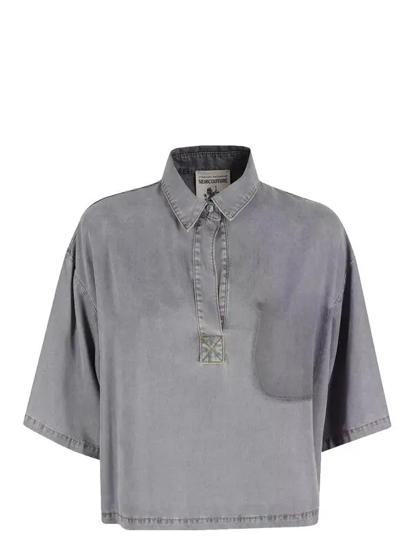SEMICOUTURE Shana Faded-effect Polo Shirt - Grey