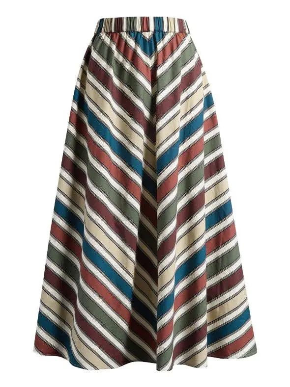 Topshop Stripe Cotton Skirt - Blue Multi