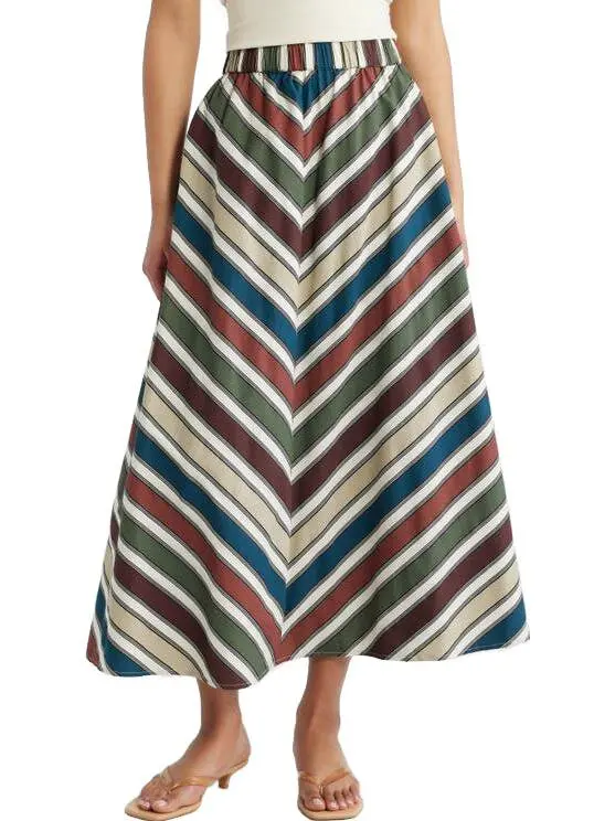 Topshop Stripe Cotton Skirt - Blue Multi