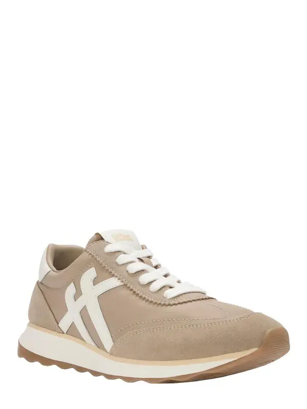 Fitflop Retro-q Ff Fabric Suede Sneakers - Cappuccino/cream
