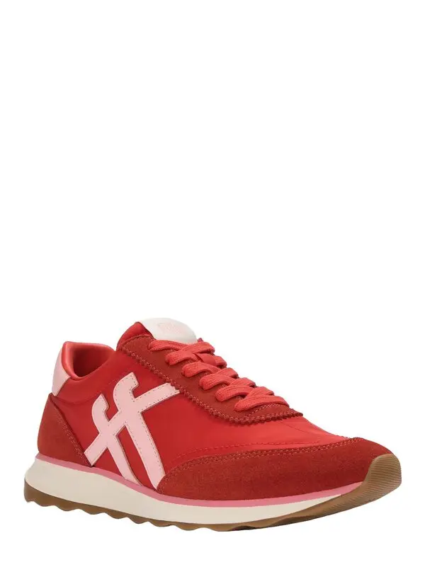 Fitflop Retro-q Ff Fabric Suede Sneakers - Cherry Tomato/warm Pink