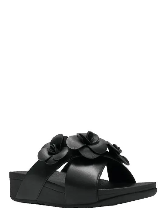 Fitflop Lulu Flower Cross Slides - Black