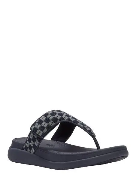 Fitflop F-mode Go Checkerboard Denim Toe-post Sandals - Dark Denim