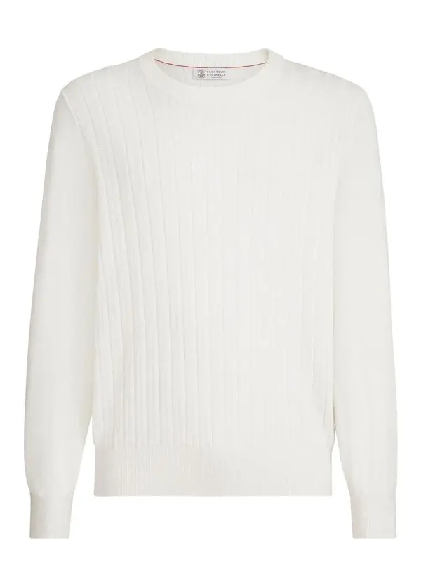 Brunello Cucinelli Cotton Crewneck Sweater - White