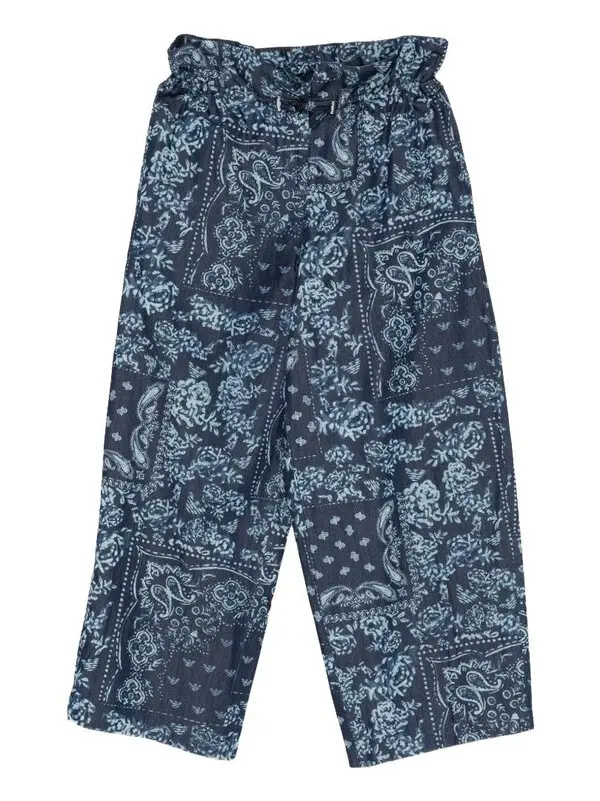 Emporio Armani Printed Cotton Trousers - Blue