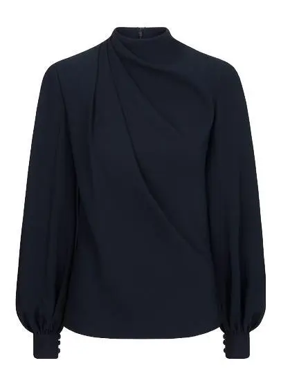 Oscar De La Renta Draped Georgette Blouse - Denim