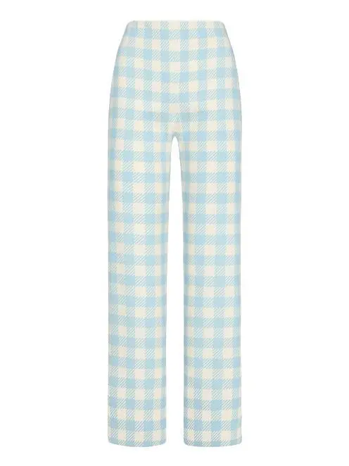 Oscar De La Renta Gingham Wool-blend Ankle Pant - Natural