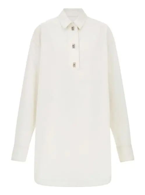 FERRAGAMO Cotton And Silk Shirt Dress - White