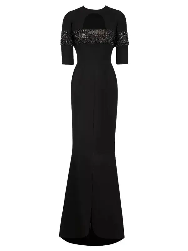SAIID KOBEISY Beaded Gown Dress - Black