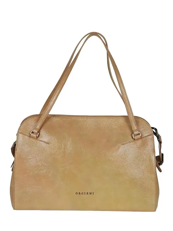 ORTIGNI Leather Tote Bag With Logo Lettering - Neutrals