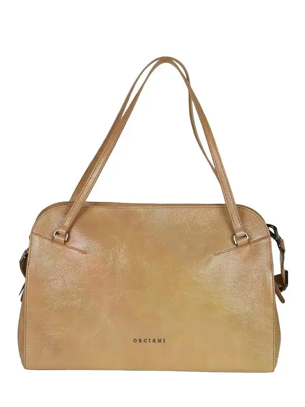 ORTIGNI Leather Tote Bag With Logo Lettering - Neutrals
