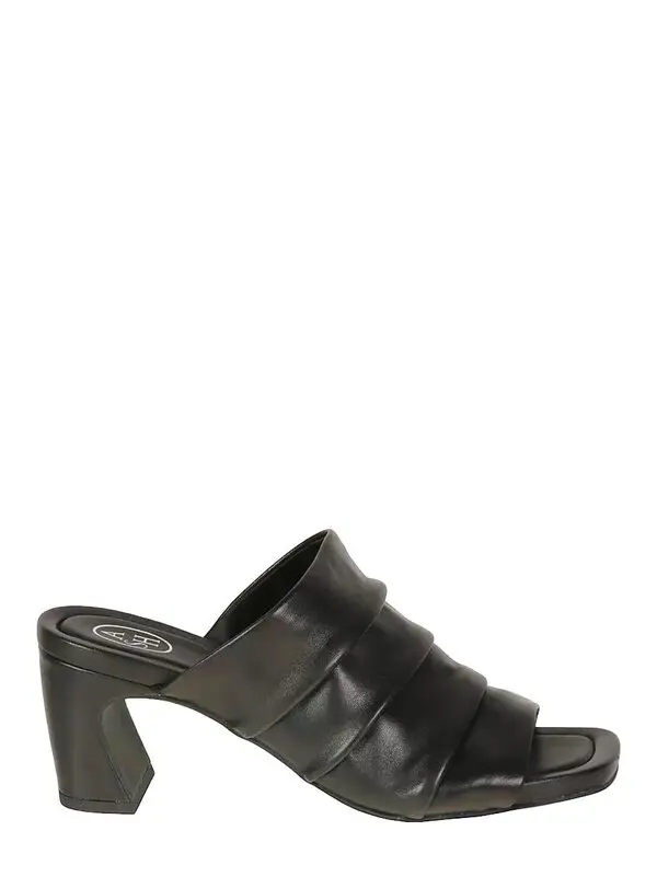 Ash Ruched Leather Mules - Black