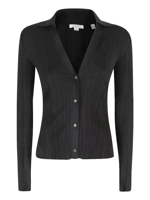 Vince Ribbed Knit Button-up Cardigan - Black
